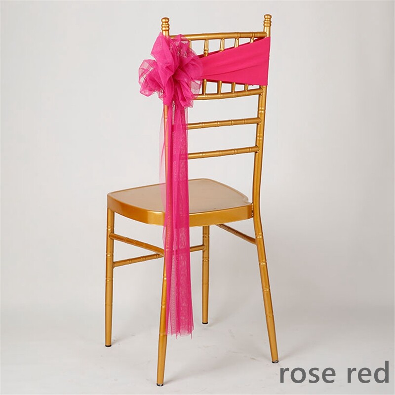 10pcs Wedding Chair Sash Ribbon Cover Mesh Tulle Voile Bow Stretch ...