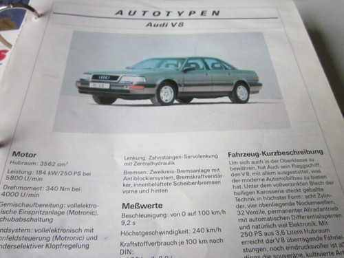 Car 1x1 analog technology AT data sheet Audi V 8 | eBay