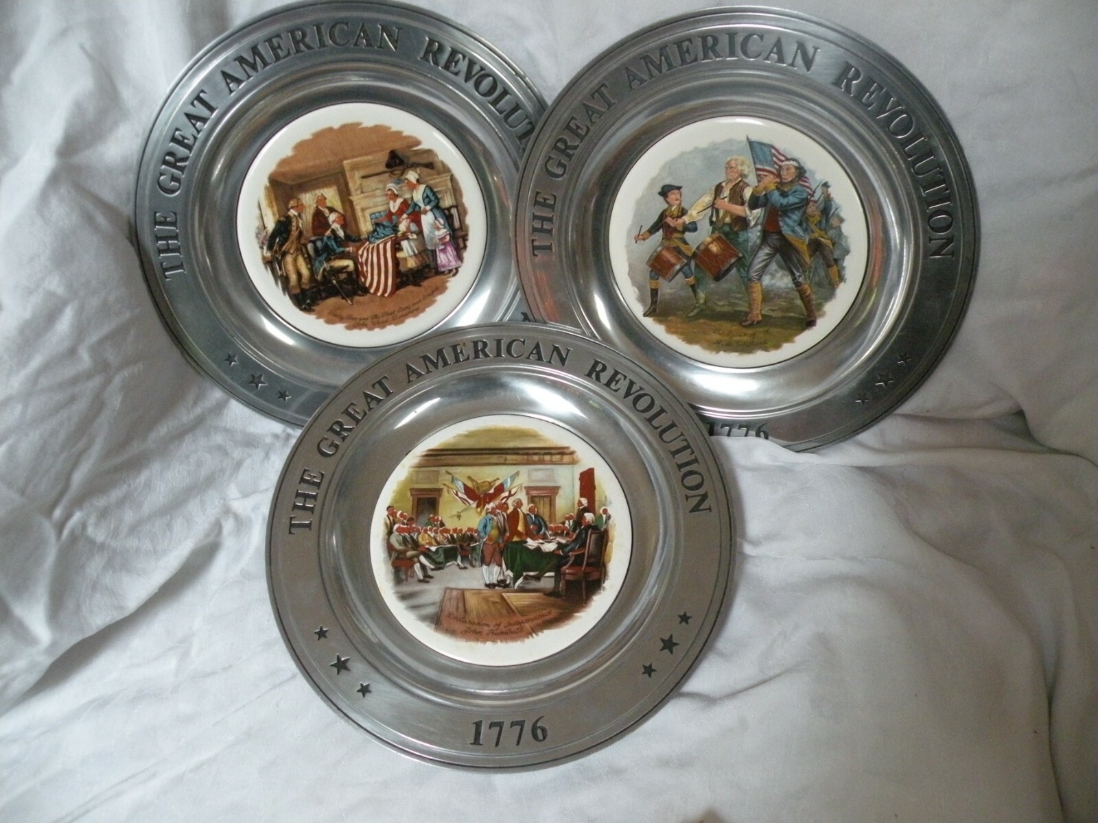 3 AMERICAN BICENTENNIAL COLLECTION - Pewter Commemorative Plates | eBay