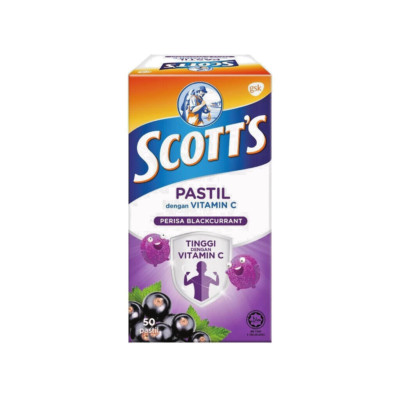 4 Boxes 50's Vitamins C Scott's Pastilles Supplement Kids Blackcurrent ...