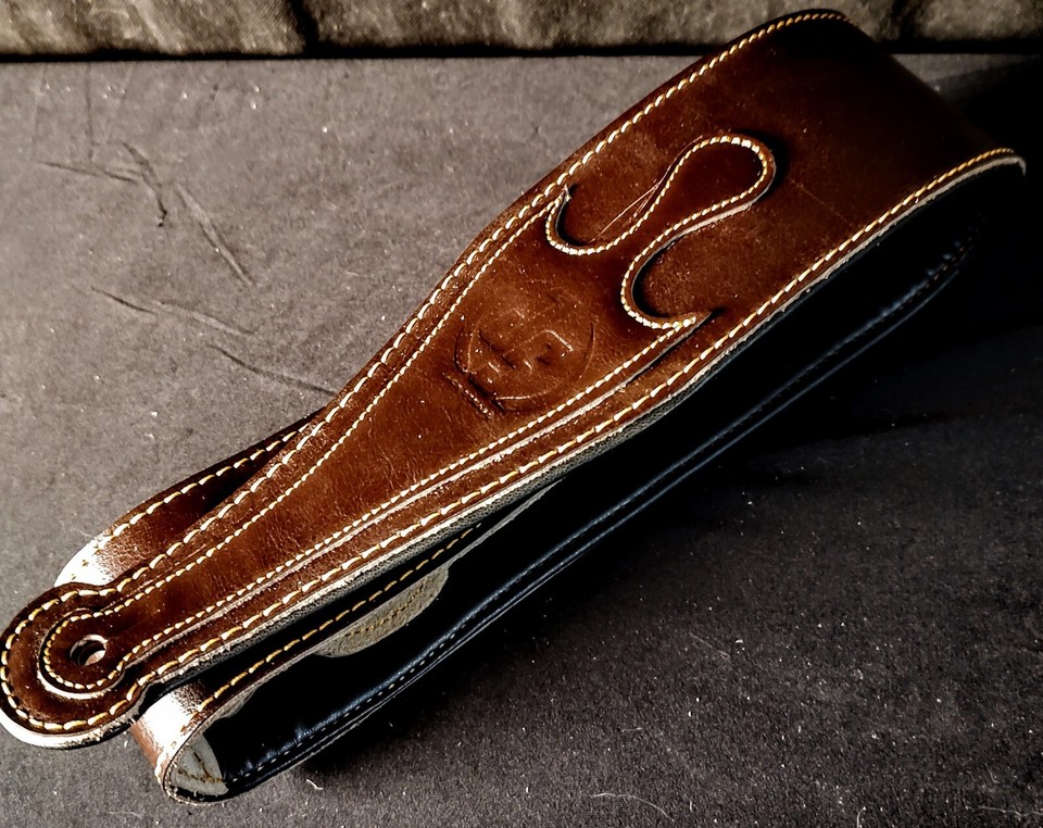 Jack Straps Genuine Leather And Neoprene guitar strap brown | eBay