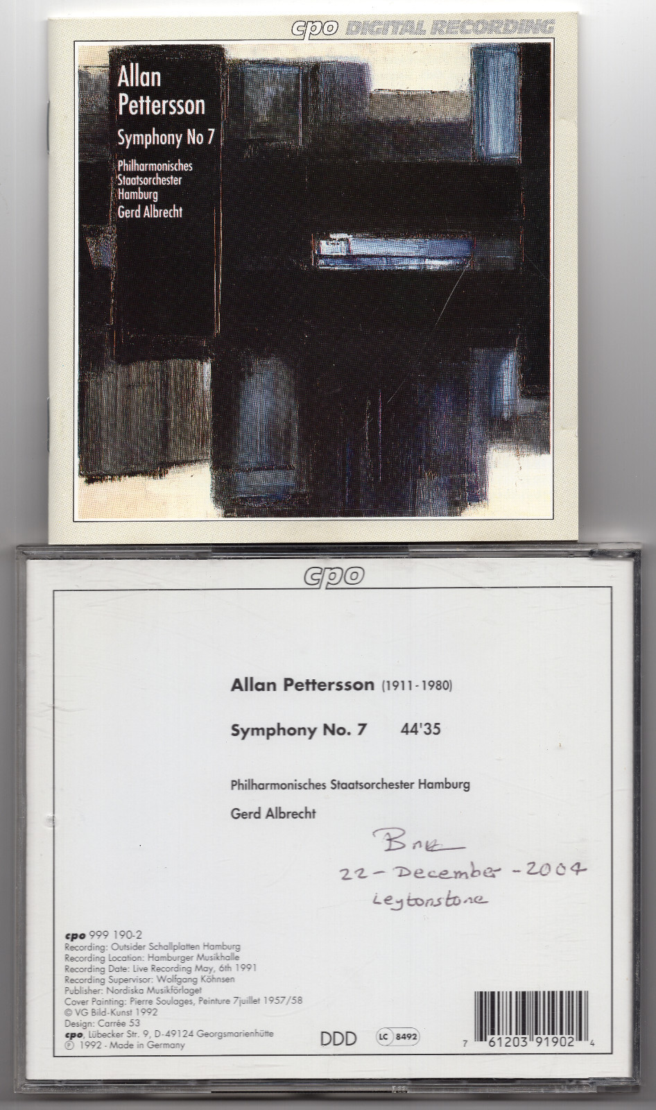 Allan Pettersson - Symphony No. 7, PS Hamburg / Gerd Albrecht CPO CD | eBay