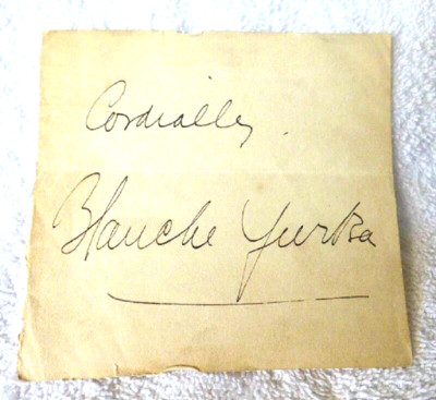 c1929 Autograph BLANCHE YURKA American Film Stage Actress Director ...