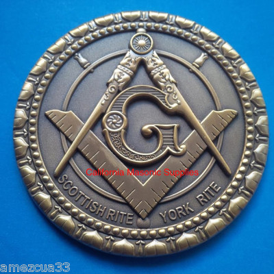 Antique Gold Heavy Auto Emblem For S Rite & York Rite masons Around The ...
