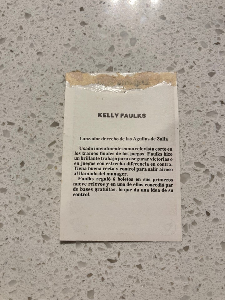 1981-82 Venezuelan Winter League Sticker Kelly Faulk Zulia #229 | eBay