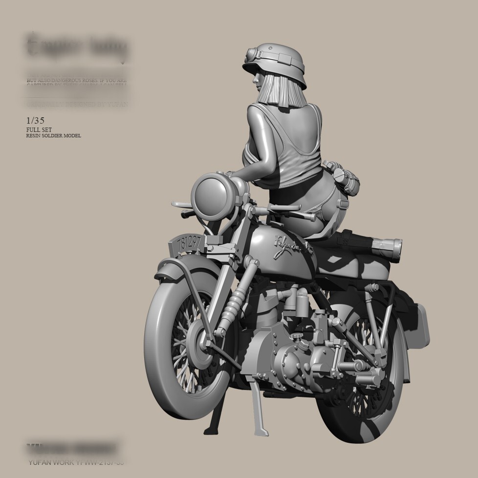 1/35 resin figures model WWII German motorcycle beauty unassembled ...