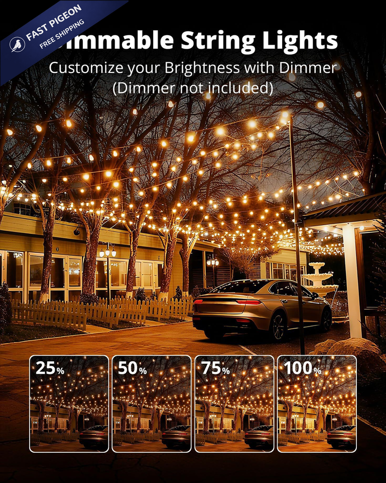 VIPAR LED Outdoor String Lights, 100FT Patio Lights with 32 100FT ...