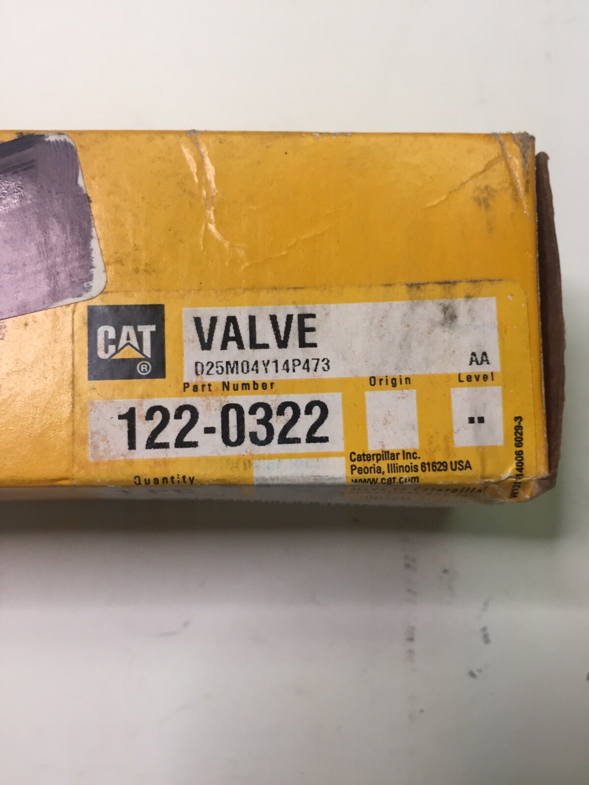 Caterpillar Oem Valve 122-0322. Cat Nos Valve 1220322. for sale online ...