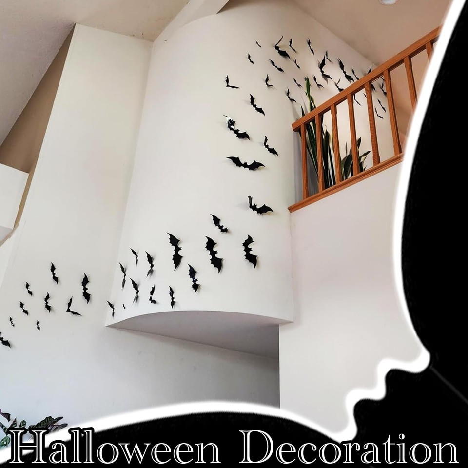 3D Bats Wall Decor, 170Pcs Bat Halloween Decorations, 6 Sizes Bats ...