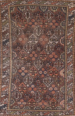 Vintage Geometric Bakhtiari Traditional Hand-made Living Room Rug ...