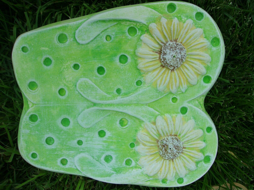 Flip flop mold plaster cement concrete daisy beach mould 10" x 9.5" x 3 ...