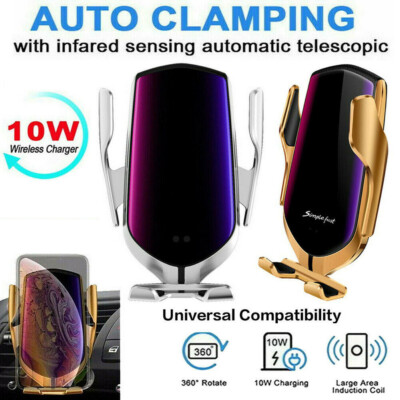 Wireless Automatic Clamping Smart Sensor Car Phone Holder Fast Charger ...
