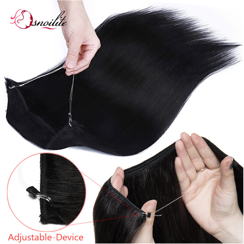 Invisible Wire In Real Thick Human Hair Extensions Hidden Headband Hair ...