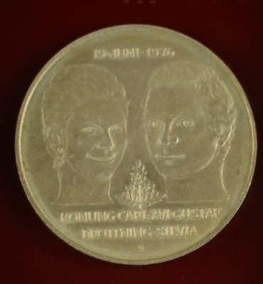 Swedish silver coin KIng Carl Gustav Queen Silvia 1976 | eBay