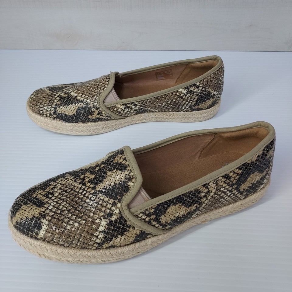 Clarks Womens 8.5 Neutral Snake Print Fabric Azella Major Slip-On Flat ...