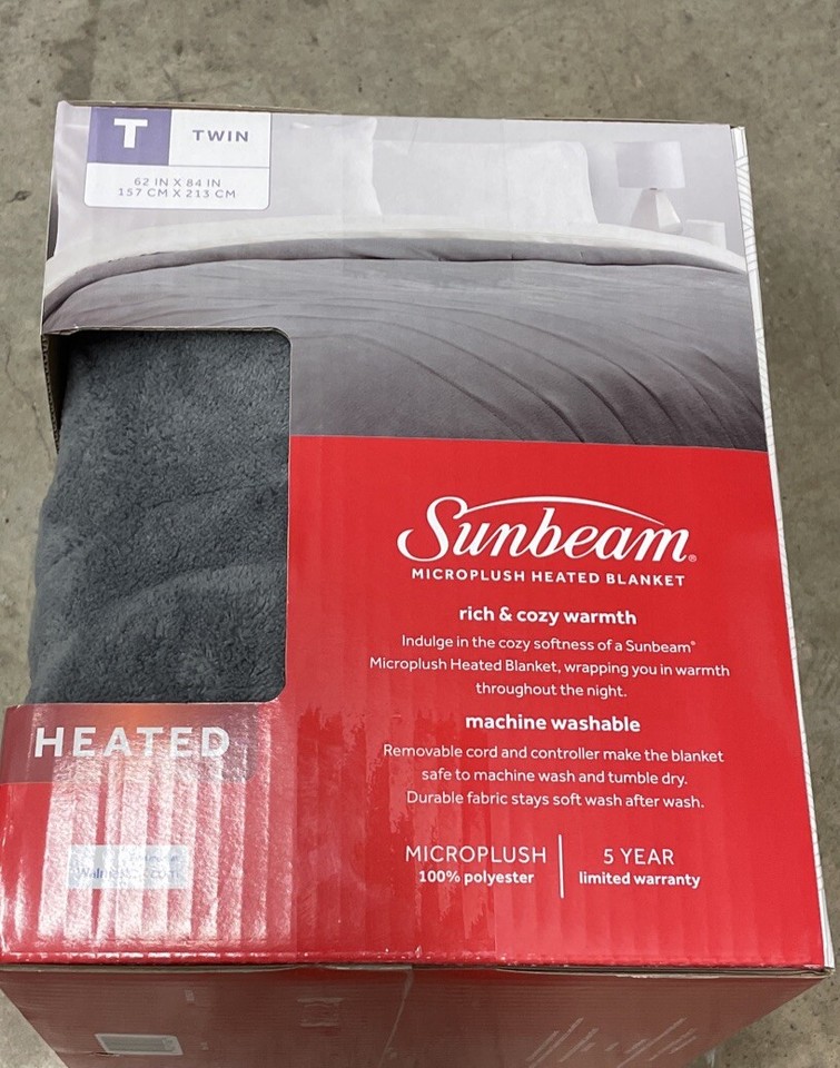 Sunbeam Ultimate Grey Microplush Heated Blanket Twin | eBay