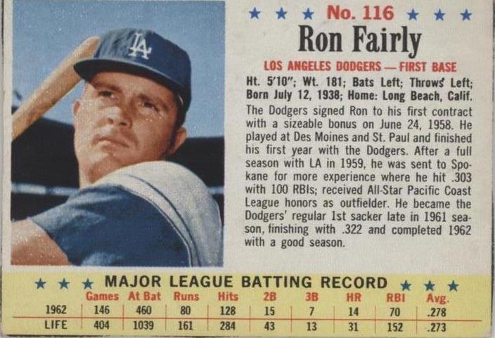 1963 Post - Ron Fairly #116 for sale online | eBay