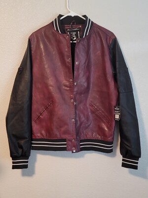 fried denim bomber jacket mens size small button up polyurethane ...