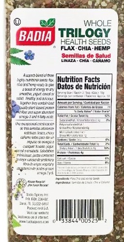 2Pack Badia TRILOGY Seeds/Flax/Chia/Hemp/Plant based protein/Fiber ...