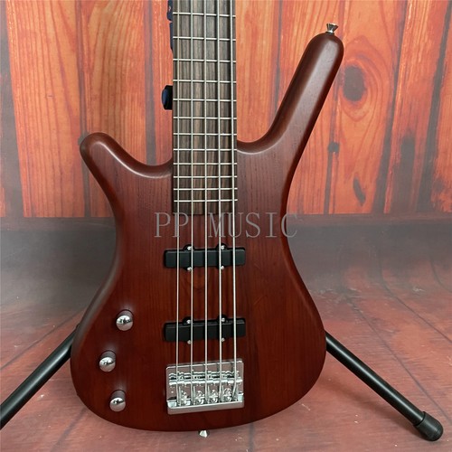 Brown Left Handed Electric Bass Guitar Corvette 5 String ASH Solid Body ...