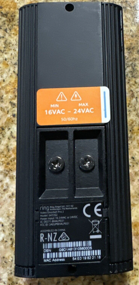 Ring Wired Doorbell Pro 2 Head-to-Toe HD Video + Pro Power Kit + Gold ...