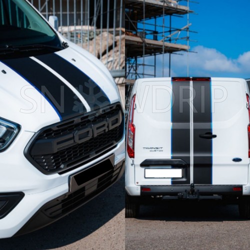 For FORD TRANSIT CUSTOM BONNET & REAR DOOR PIN STRIPES VINYL KIT DECALS ...