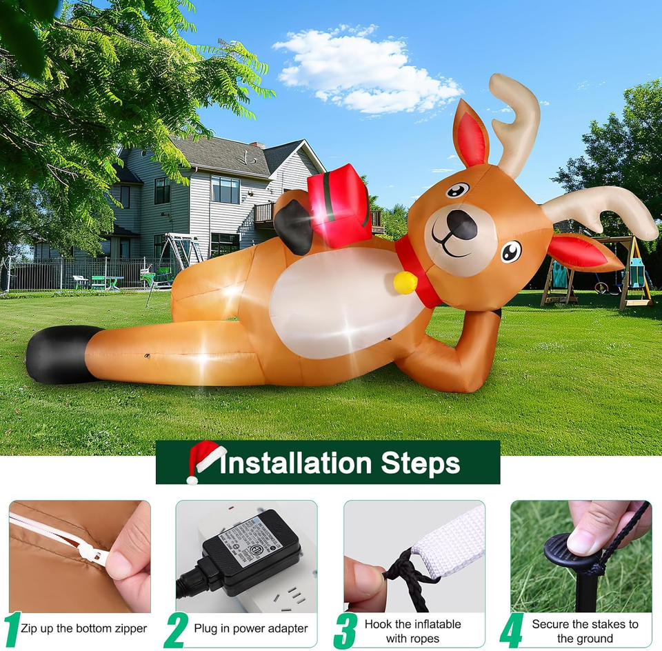 12 FT Giant Christmas Inflatable Reindeer Outdoor Decorations, Large ...
