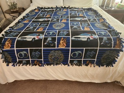 Handmade Fleece Throw Blanket Police Officer Themed 64x55 in | eBay