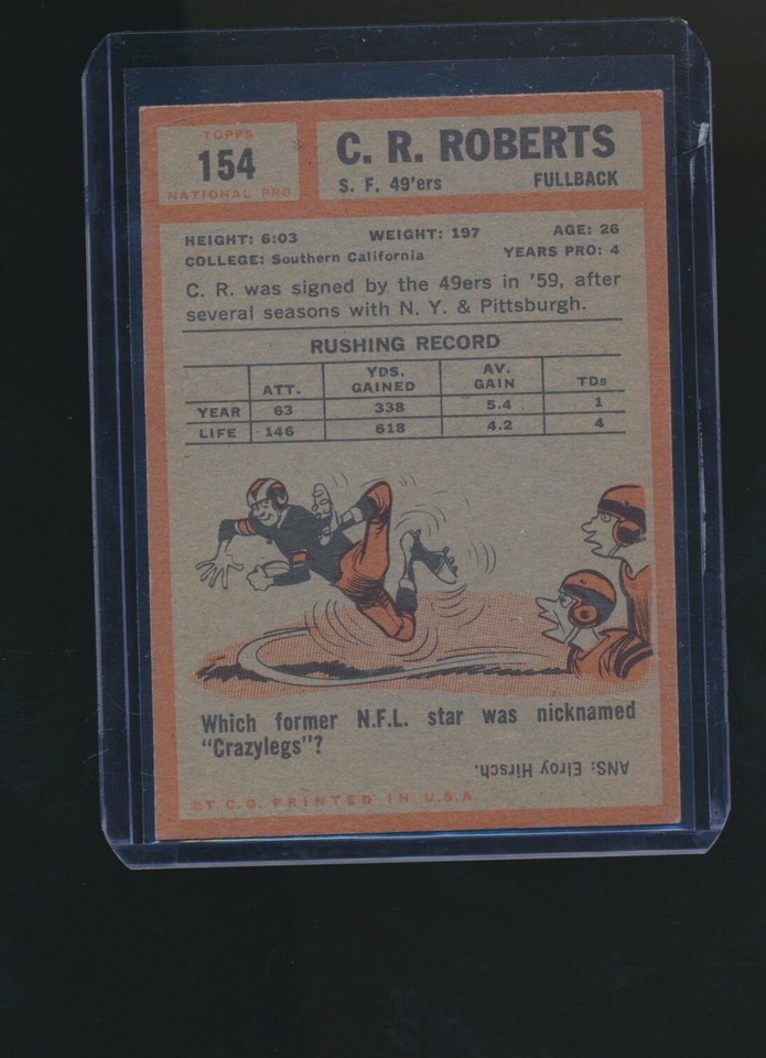 C.R. ROBERTS 1962 TOPPS SP #154 | eBay