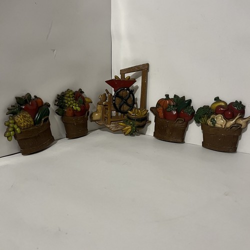 Vintage 1970’s Sexton Cast Metal Fruit & Vegetable Baskets Wall Decor ...