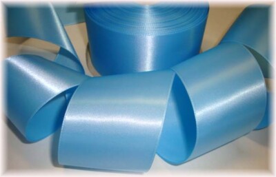 LAST 1 - 50 YARD ROLL - 2 1/4" OFFRAY BLUE MIST #311 SINGLE FACE SATIN ...
