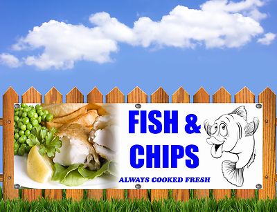 OUTDOOR PVC FISH AND CHIPS BANNER SHOP SIGN FREE ART WORK READY TO ...
