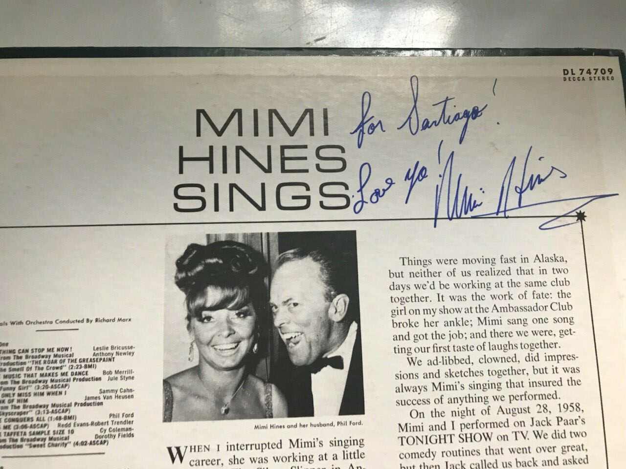 MIMI HINES Sings lp AUTOGRAPHED | eBay