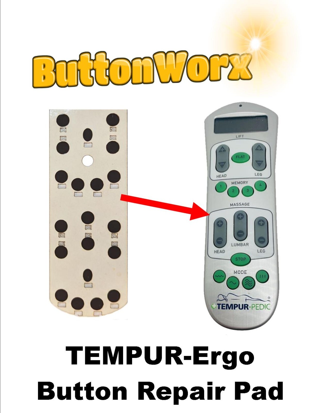 BUTTON REPAIR PAD Tempur-Pedic Ergo 10003-RFREMS-L009 Remote Sealy | eBay