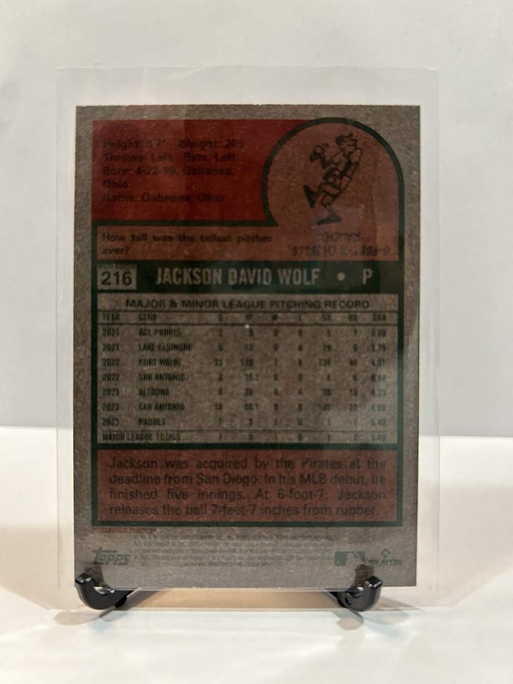2024 Topps Heritage RED BORDER SP #216 Jackson Wolf, Pittsburgh Pirates ...