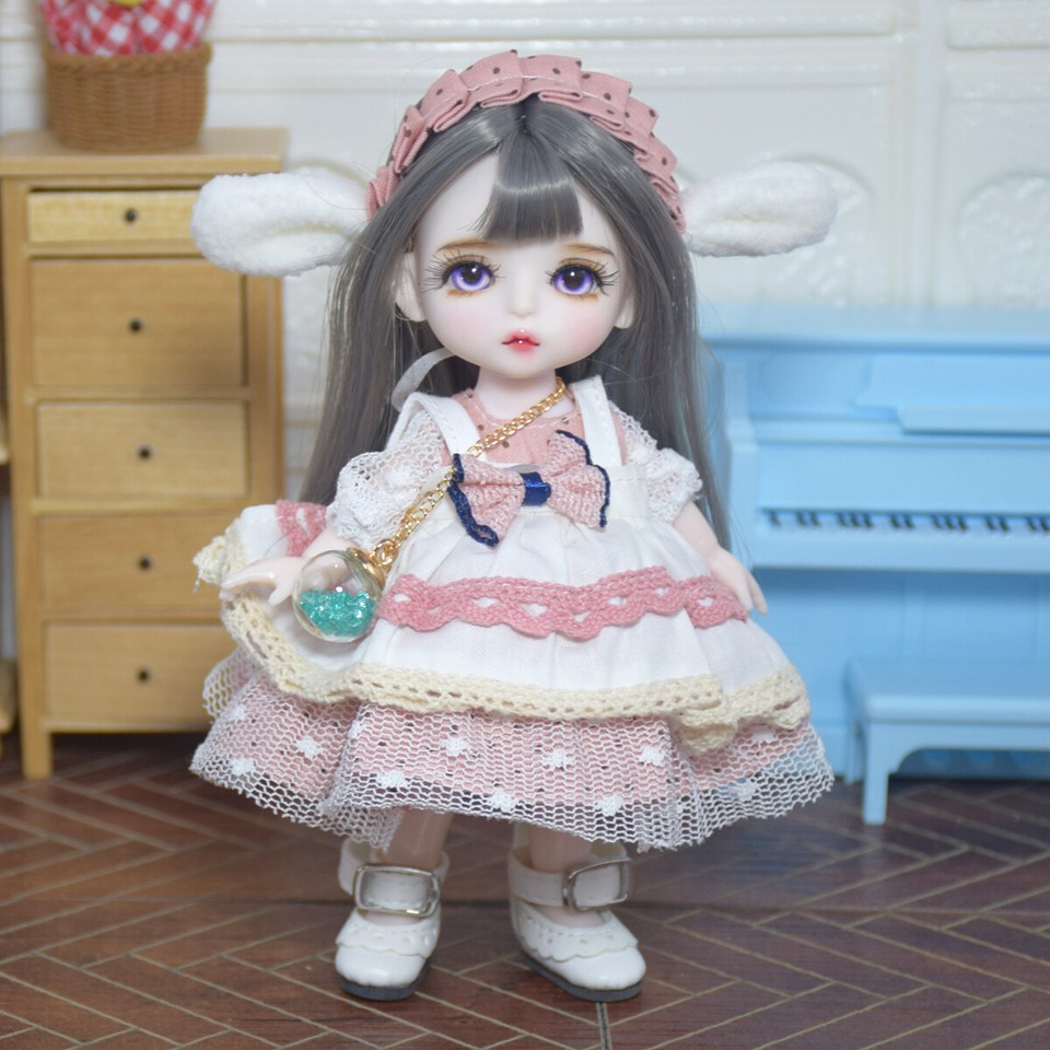 Cute Mini BJD Doll Lovely Girls Dolls with Face Makeup Eyes Hair Shoes ...