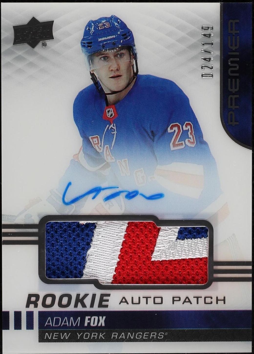 2019-20 Upper Deck Premier - Acetate Rookie Auto Patch Adam Fox #AR-AF ...