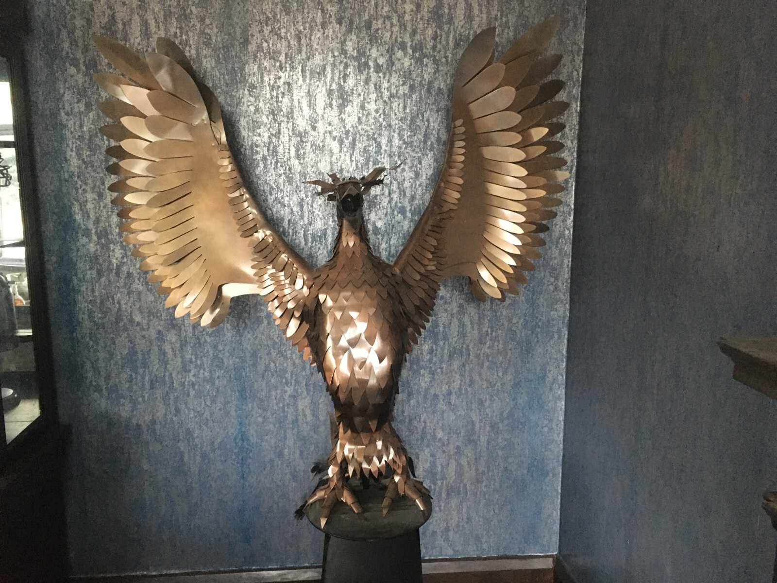 Handmade Welded Steel Phoenix Sculpture on stand | eBay UK