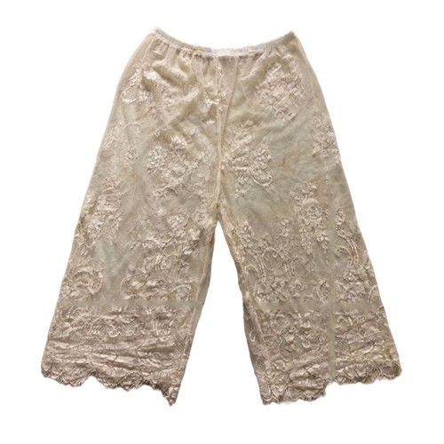 Women Mesh Cropped Pants High Waist Sheer Flower Lace Capris Leggings ...