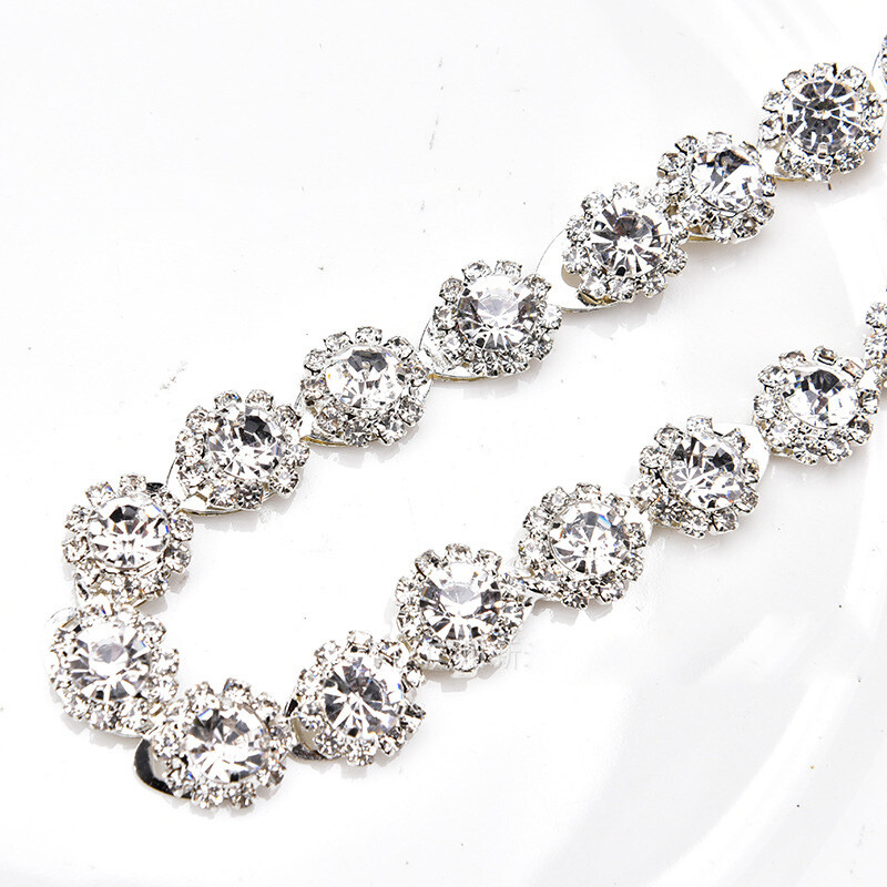 90cm Crystal Rhinestone Flower Chain Trim Bling Diamante Ribbon DIY ...