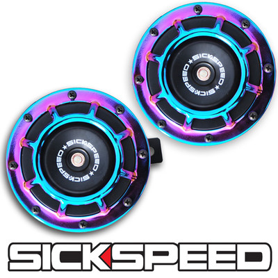 SICKSPEED 2PC NEO CHROME SUPER LOUD GRILLE MOUNT COMPACT BLAST TONE ...