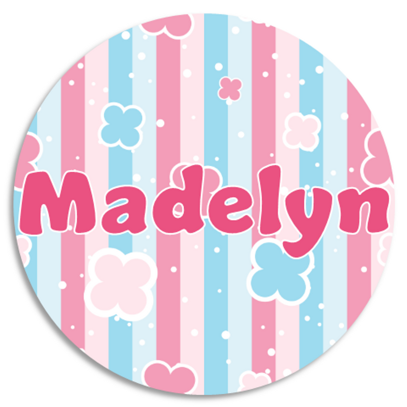 Madelyn - 3 Pack Circle Stickers 3 Inch - Name Tag Water Bottle School ...