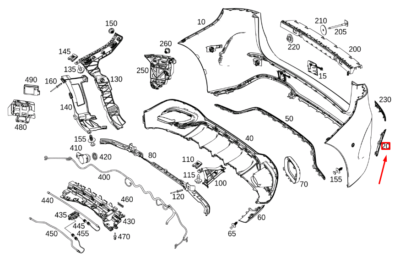 MERCEDES-BENZ B W247 Rear Bumper Right Grille Cover A2478854202 NEW ...