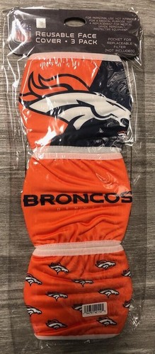 Denver Broncos Football Team NFL Face Mask Cover 3 pack New | eBay