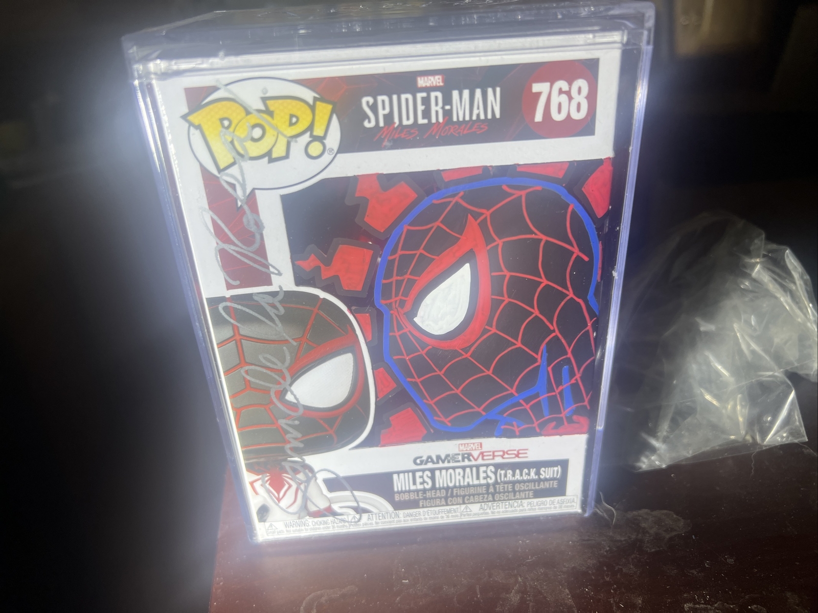 Sam De La Rosa Signed And Sketched Miles Morales Funko Pop Beckett COA ...
