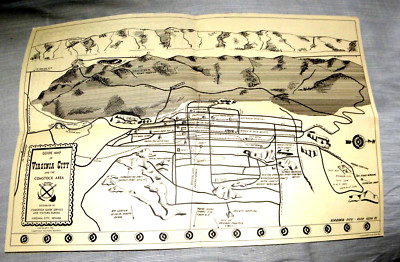 VINTAGE ILLUSTRATED MAP VIRGINIA CITY NV COMSTOCK AREA JULIA BULETTE ...
