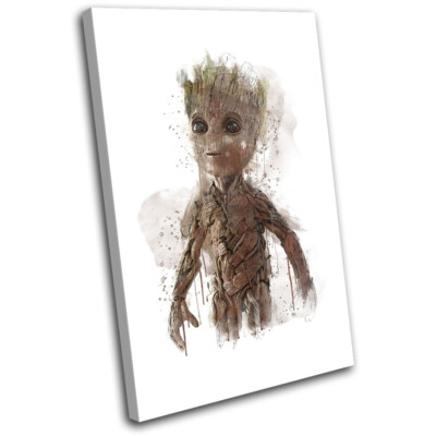 Baby Groot Paint Abstract Movie Greats SINGLE CANVAS WALL ART Picture ...