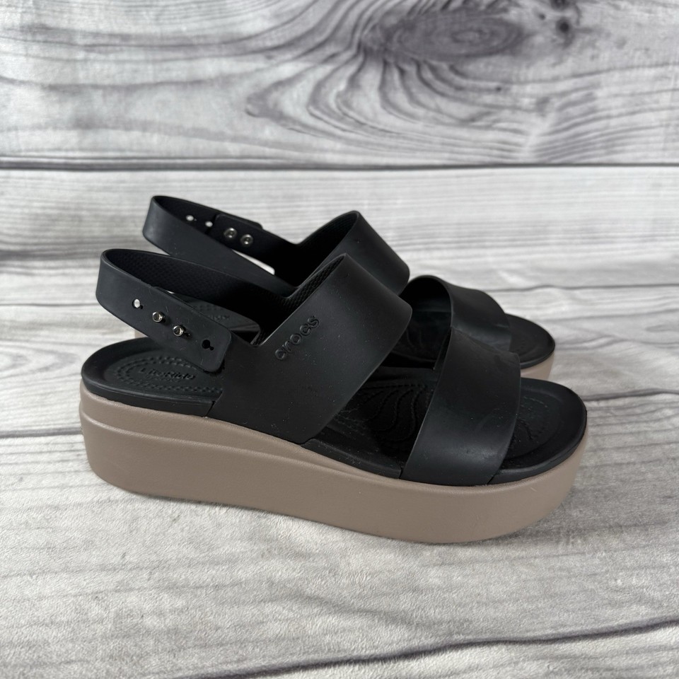 Crocs Brooklyn Low Wedge Platform Women’s Sandals Black Mushroom Taupe ...