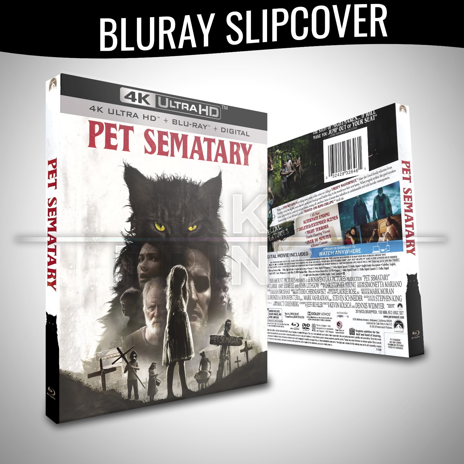 Pet Sematary Bluray 4k Ultra Slip Cover Sleeve Only Custom Handmade (NO ...
