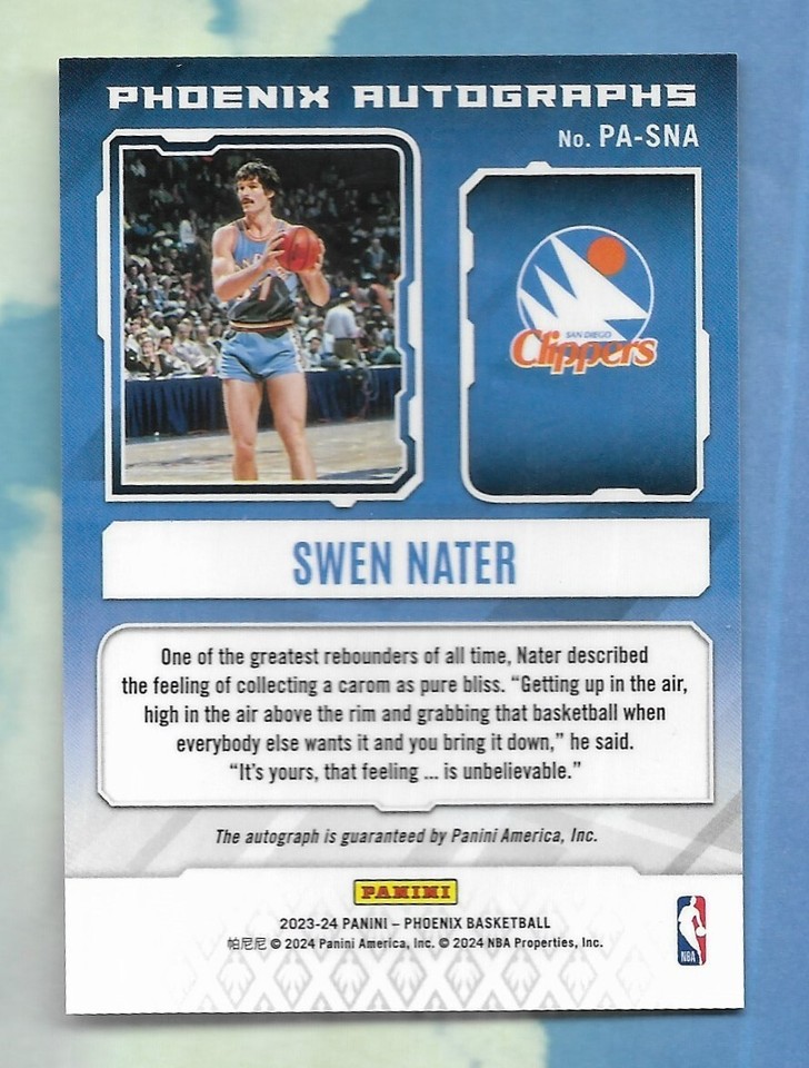 SWEN NATER 2023-24 PANINI PHOENIX SILVER AUTOGRAPH AUTO #PA-SNA NBA | eBay